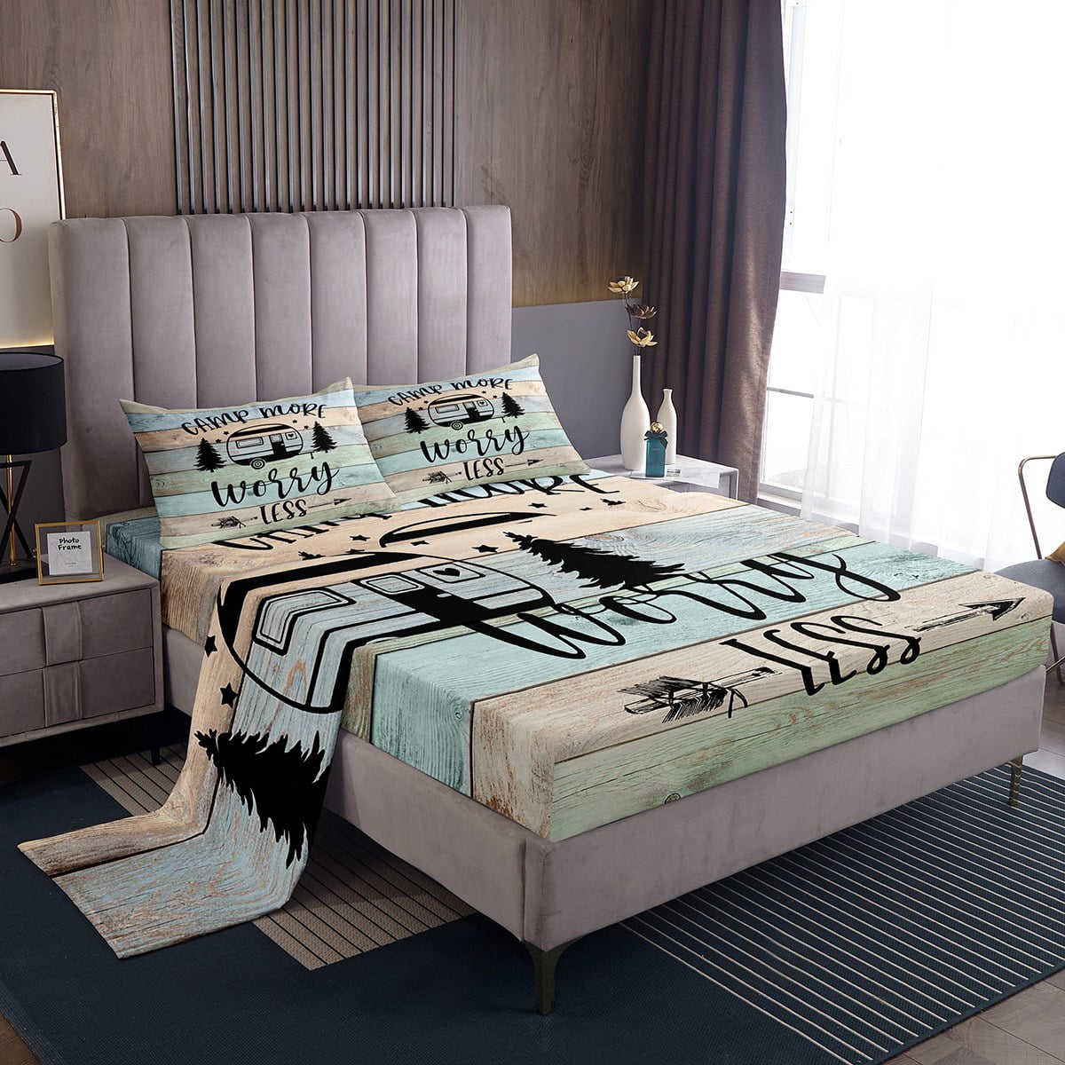 Camping Sheet Set Full,Camper Themed Bed Sheets Camper Decor,RV Travel ...