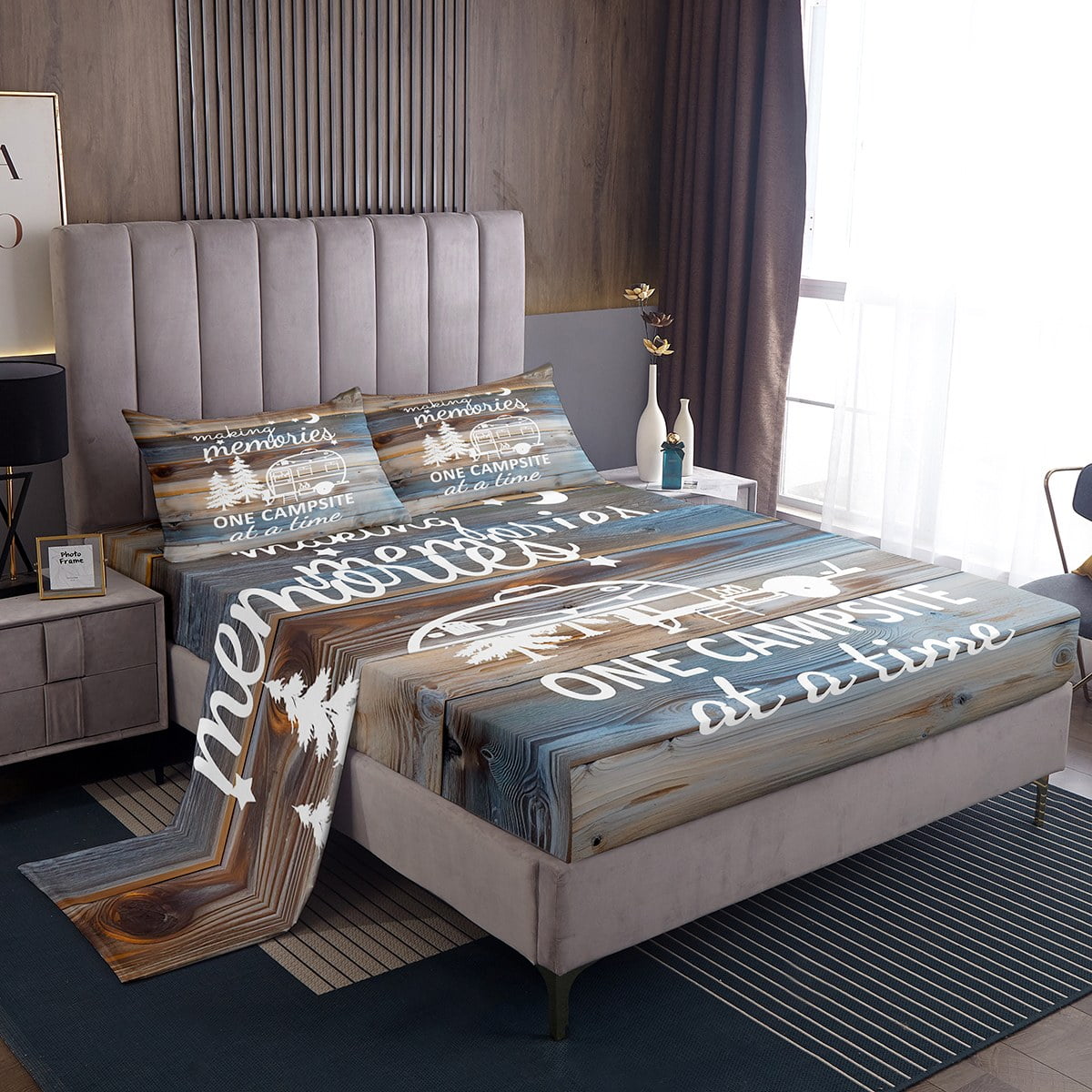 Camping Sheet Set Full,Camper Themed Bed Sheets Camper Decor,RV Travel ...