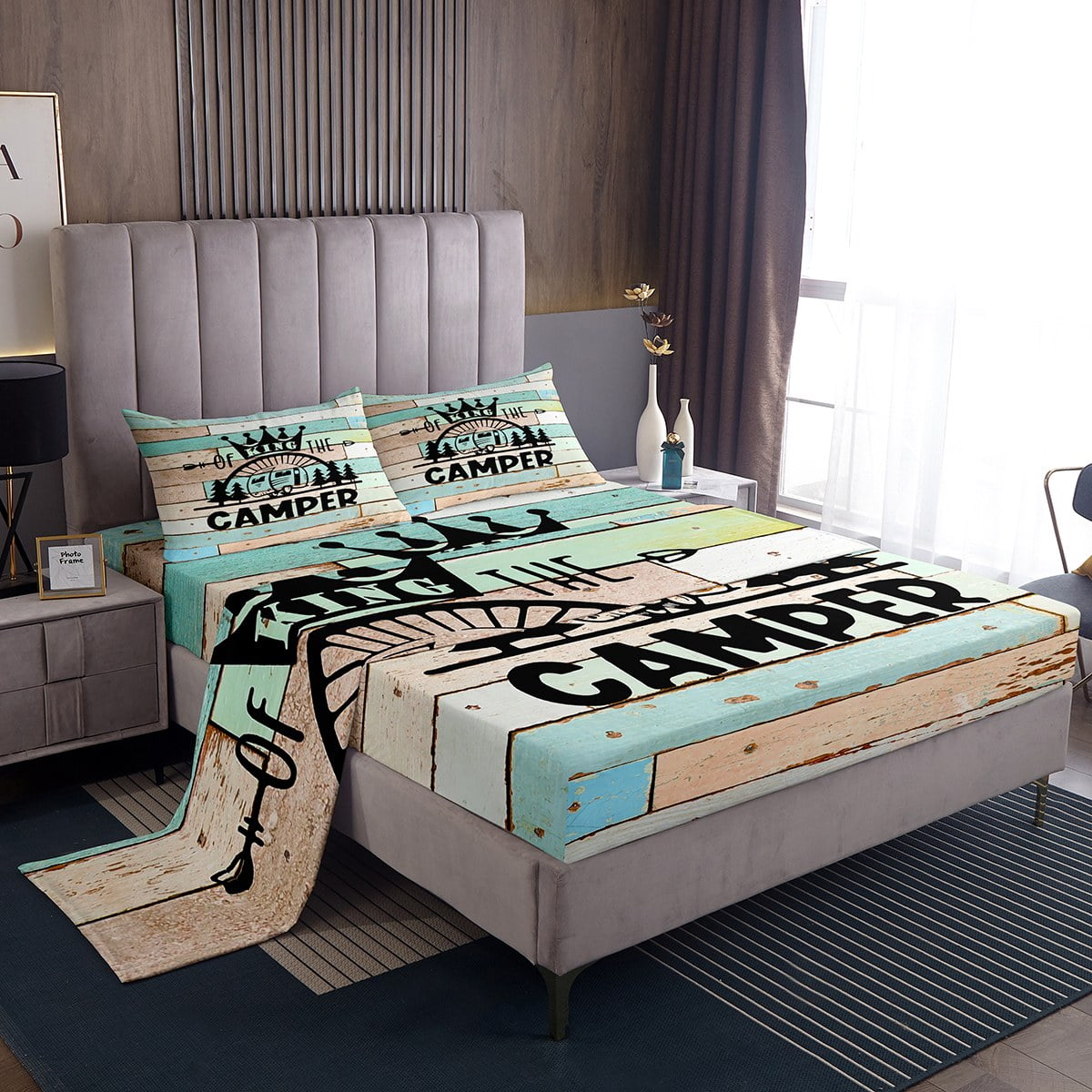 Camping Sheet Set Full,Camper Themed Bed Sheets Camper Decor,RV Travel ...