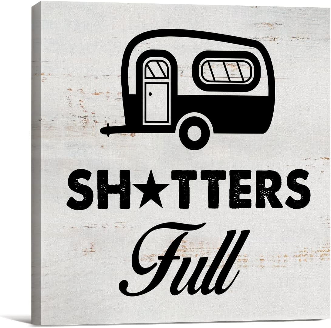 Camping Sign Canvas Wall Art Home Decor 8 X 8 Inch Rv Camper Bathroom ...