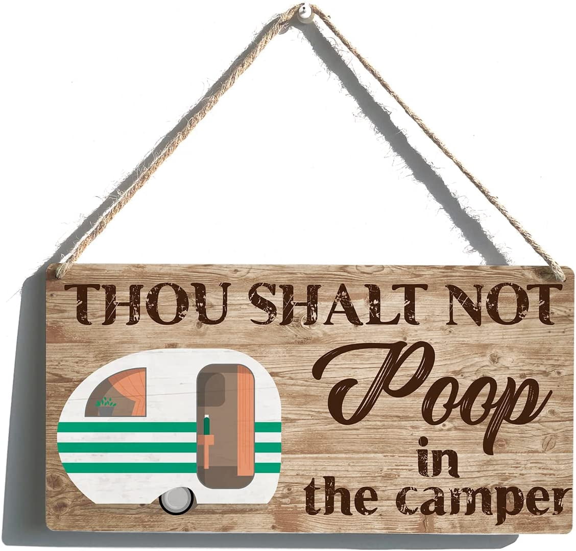 Camping Sign Funny Farmhouse Thou Shalt Not Poop in The Camper Wooden ...
