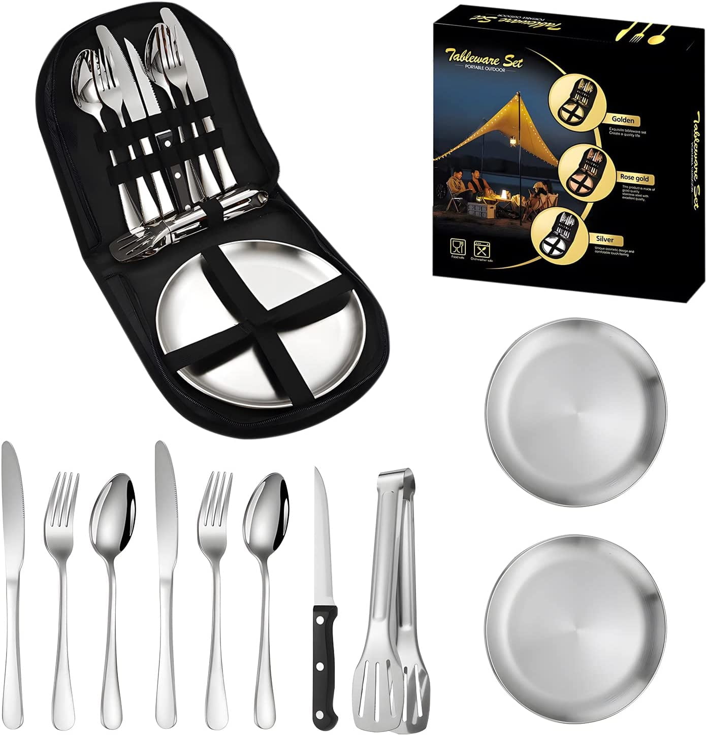 Camping Silverware Kit, Yiyang Camping Flatware Set for 2 Person ...