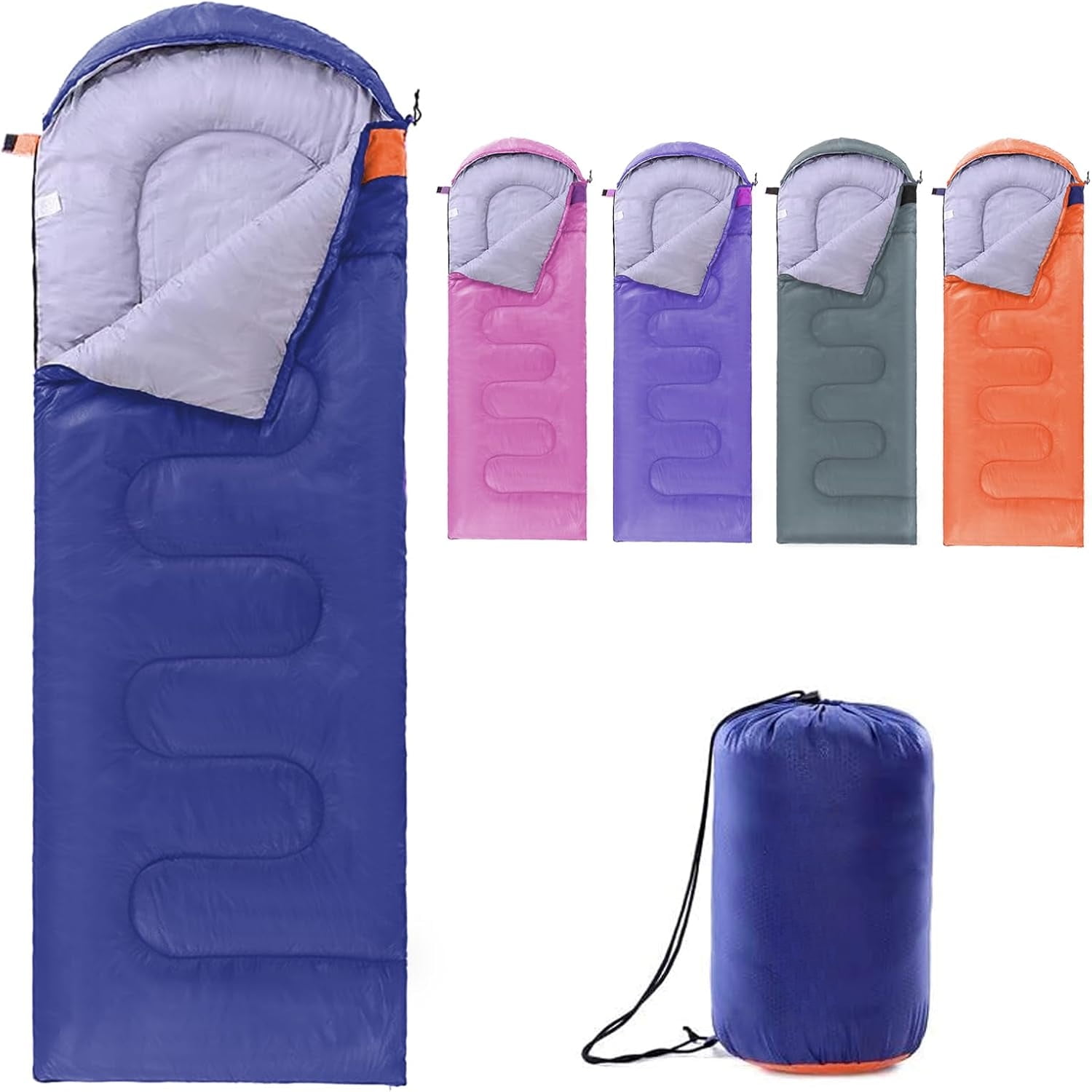 Camping Sleeping Bag 3 Seasons Lightweight &Waterproof with Compression ...