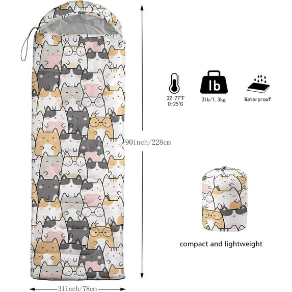 Camping Sleeping Bags,3 Season Warm & Cool Weather,Lightweight ...