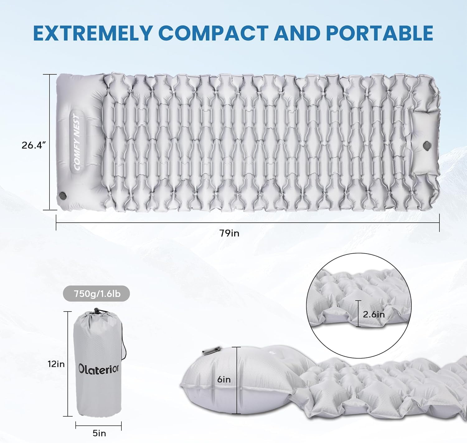 Camping Sleeping Pad with 4.8 R-Value, Ultralight Camping Mat with ...