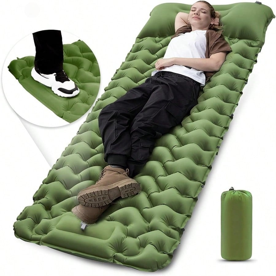Camping Sleeping Pad, Ultralight Camping Mat With Pillow Built-In Foot ...