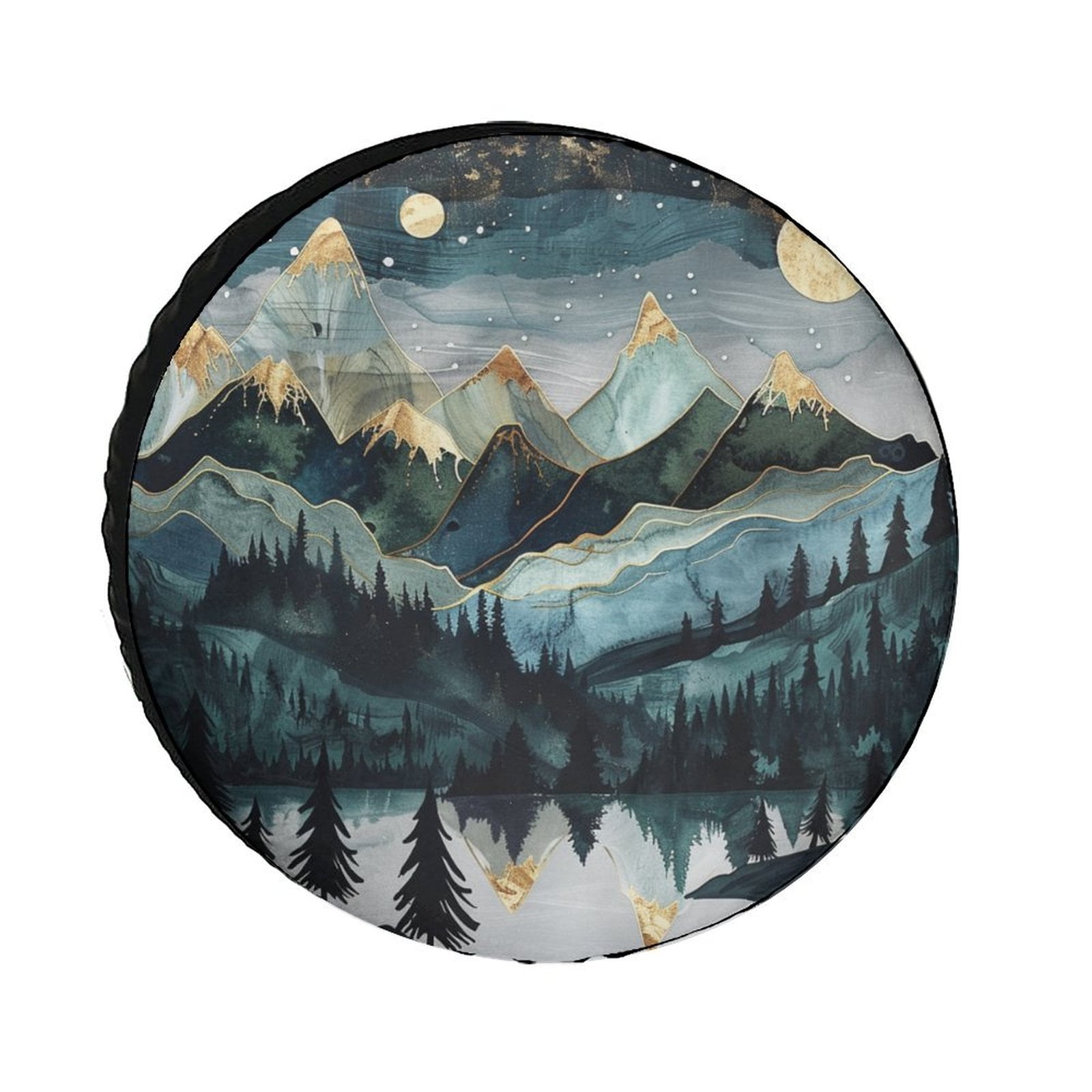 Camping Spare Tire Cover 12 Inch Abstract Mountains Lake Landscape ...