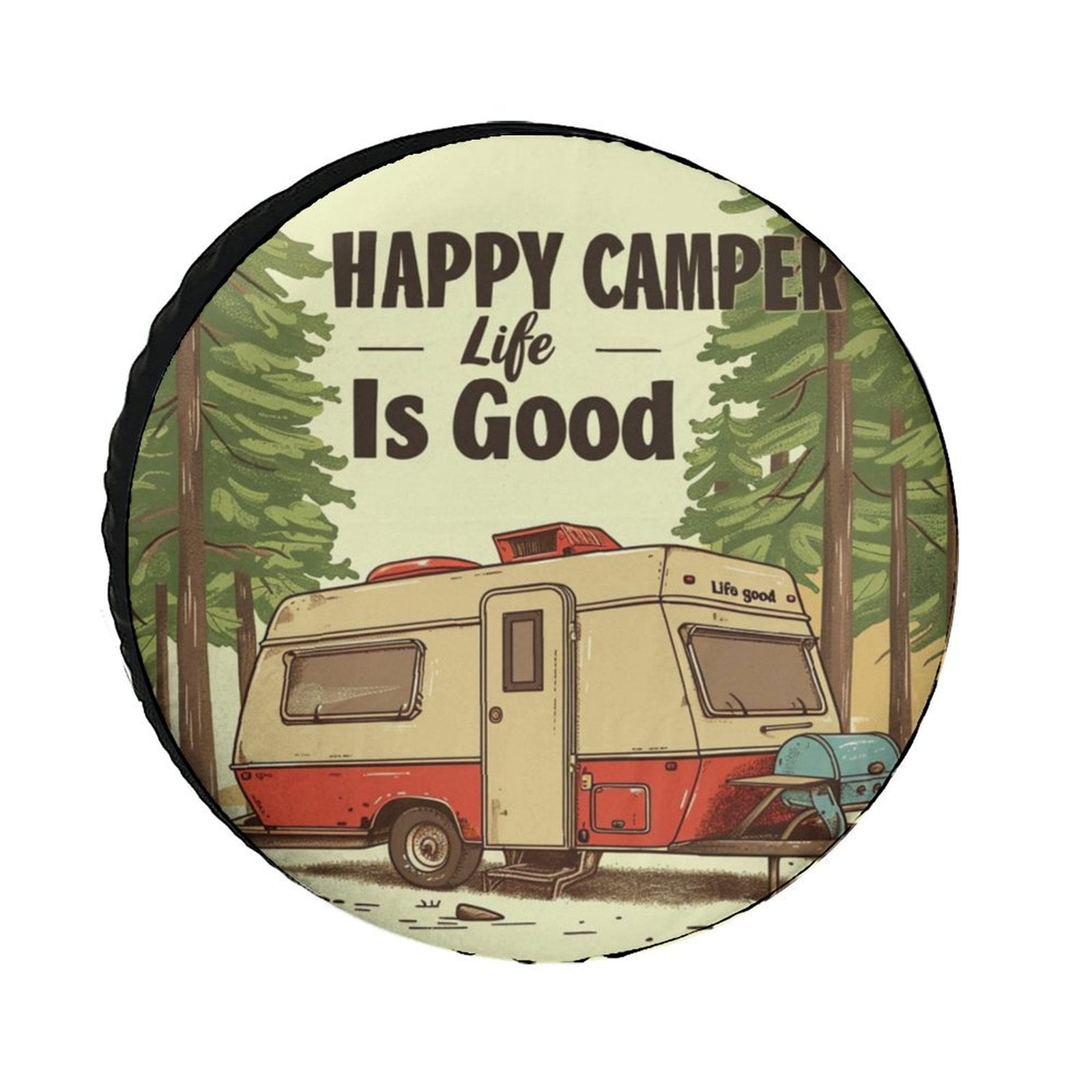 Camping Spare Tire Cover 12 Inch Happy Camper Life Is Good Wheel Tire ...