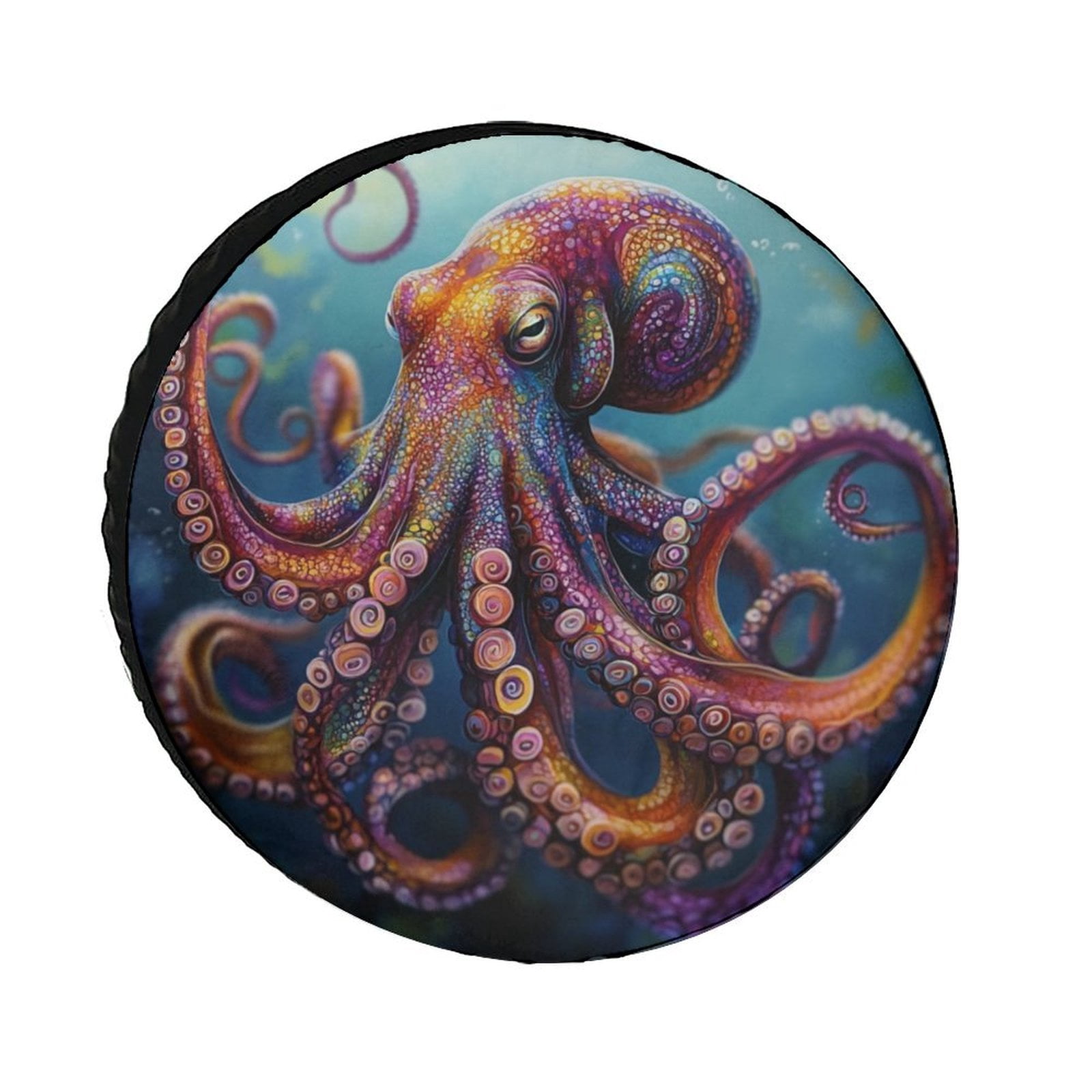 Camping Spare Tire Cover 12inch Colorful Octopus Waterproof Polyester ...