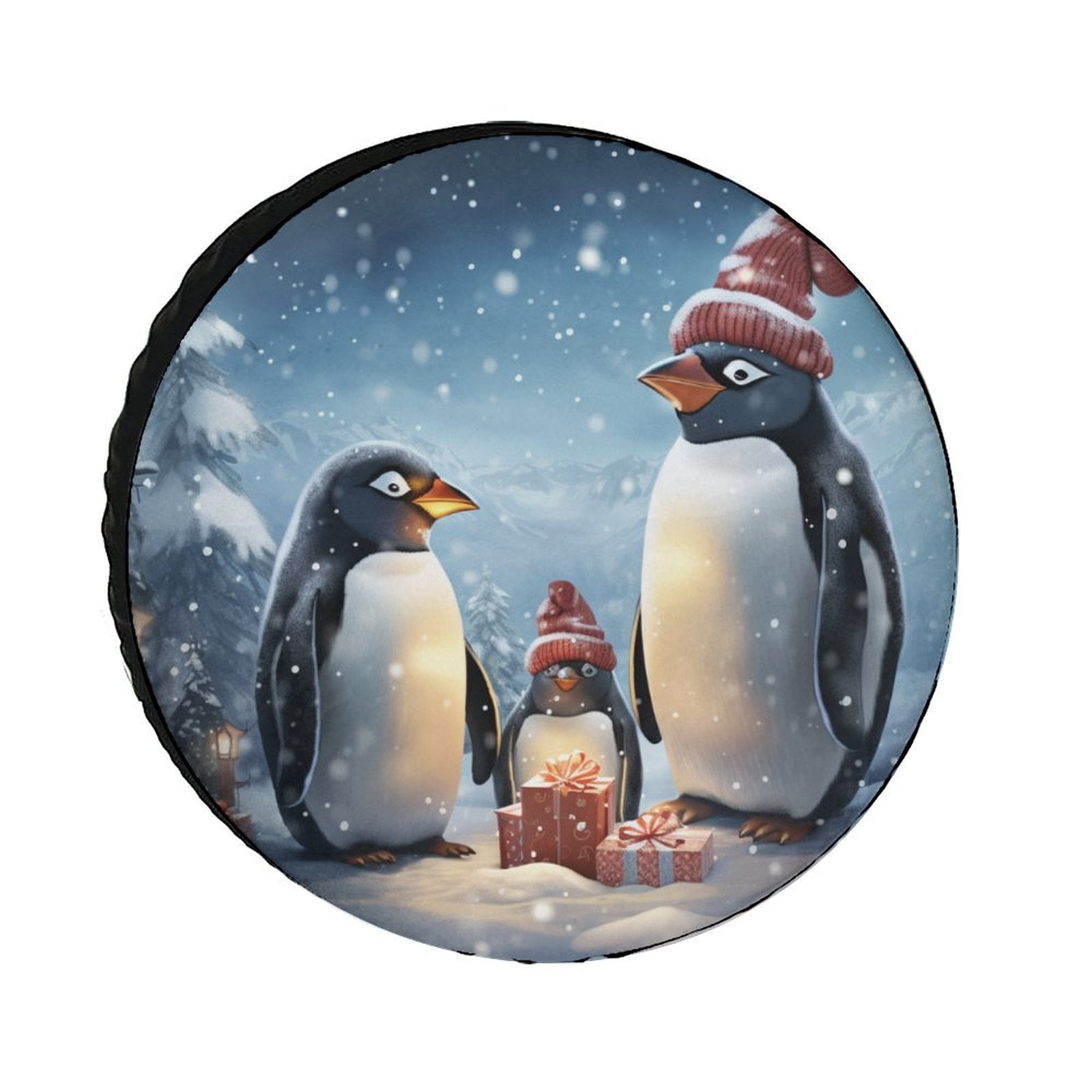 Camping Spare Tire Cover 12inch Penguin Christmas Snow Winter Animals ...