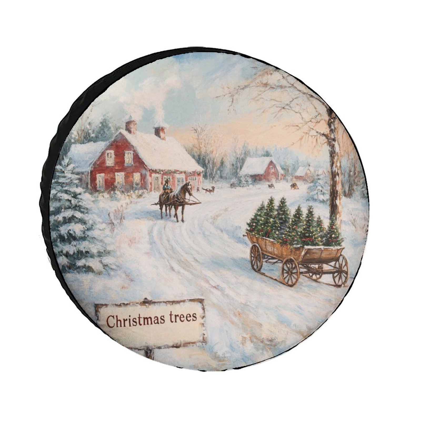 Camping Spare Tire Cover 12inch Winter Landscape Wheel Protectors ...
