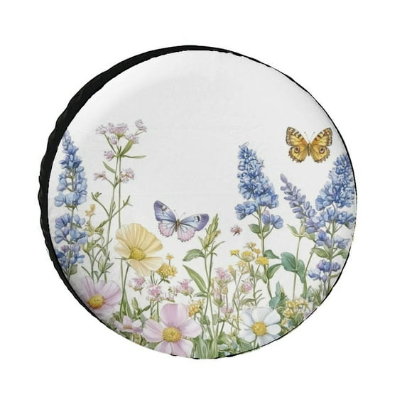 Camping Spare Tire Cover 13inch Sage Green Wild Flower Plant Waterproof ...