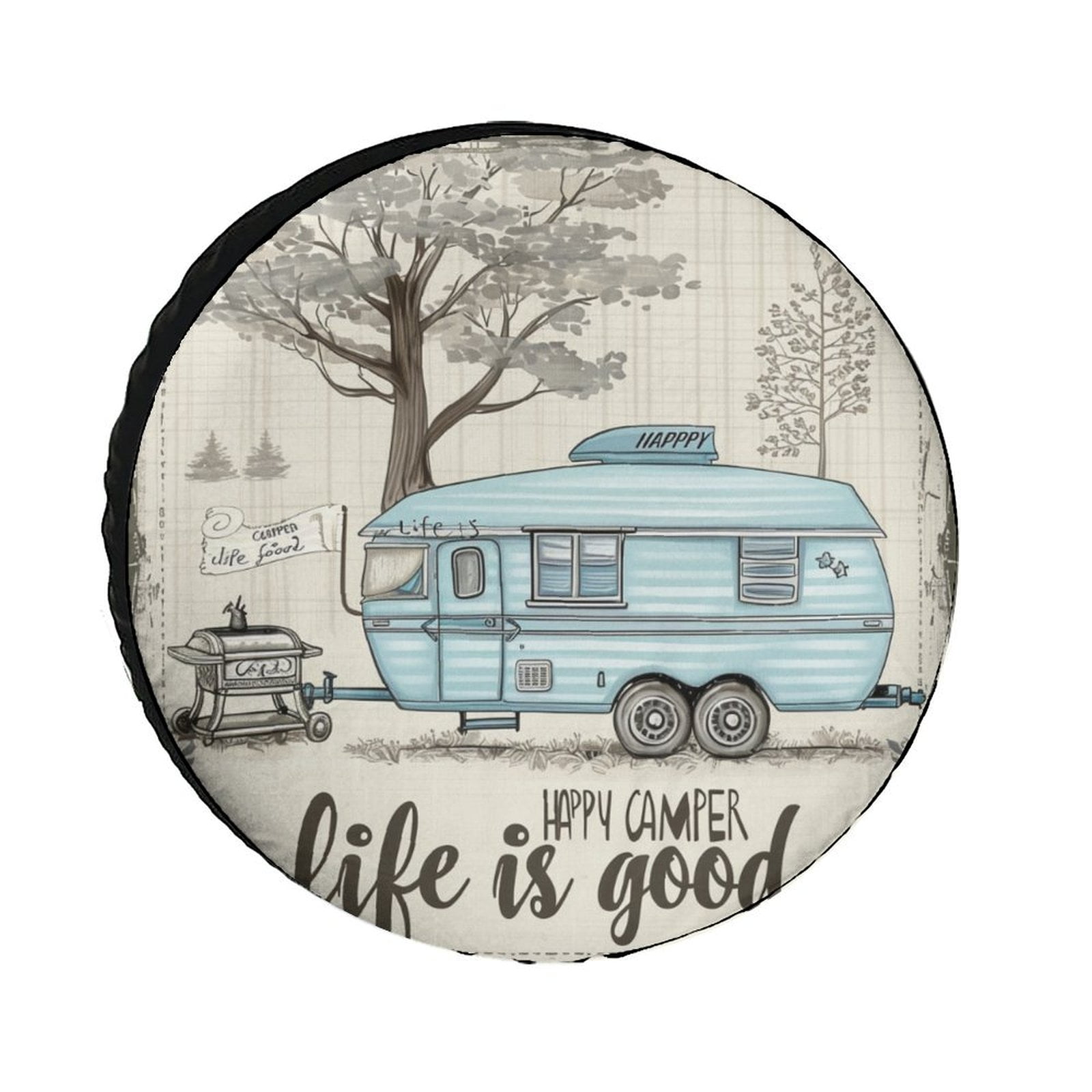 Camping Spare Tire Cover 14 Inch Happy Camper Life Is Good Waterproof ...