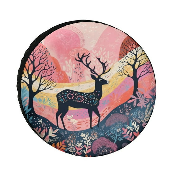 Camping Spare Tire Cover 14inch Pink Christmas Reindeer Weatherproof ...