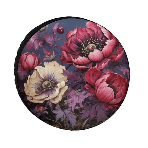 Camping Spare Tire Cover 14inch Pink And Purple Poppies Polyester ...