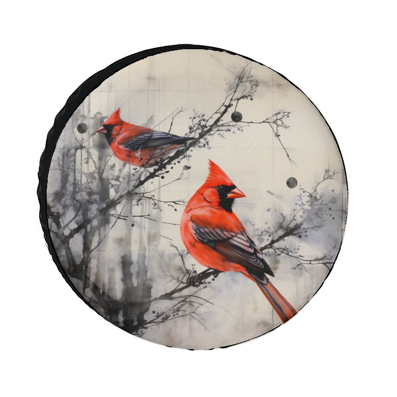 Camping Spare Tire Cover 14inch Red Cardinal Song Scroll Christmas ...