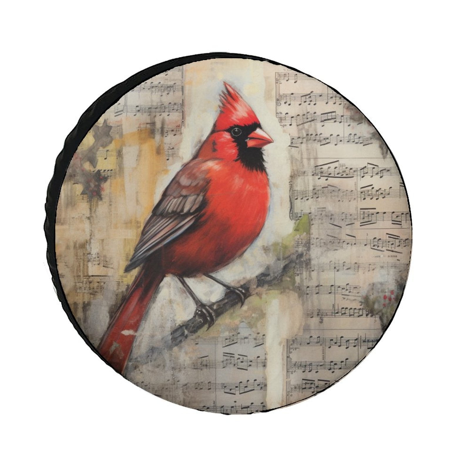 Camping Spare Tire Cover 14inch Red Cardinal On Song Sheet Paper ...