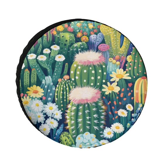 Camping Spare Tire Cover 14inch Watercolor Cactus Succulents Plants ...