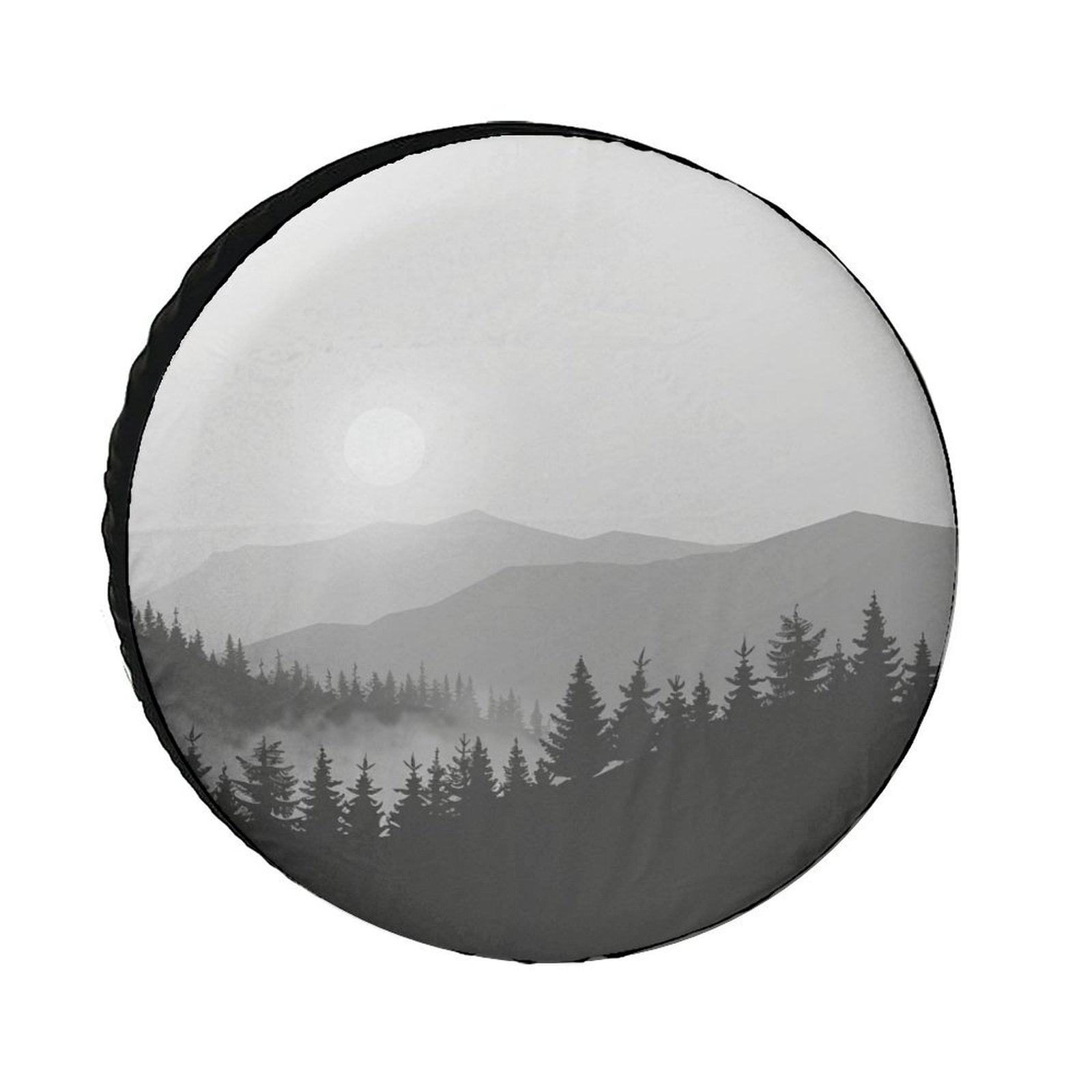 Camping Spare Tire Cover 15 Inch Trees And Mountains in A Foggy ...