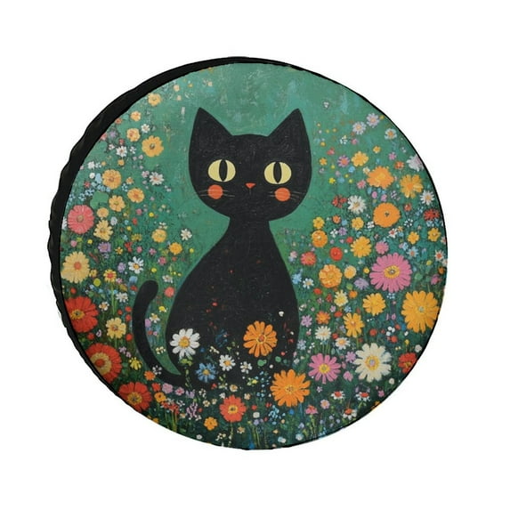 Camping Spare Tire Cover 15in Spring Summer Cat Colorful Floral ...