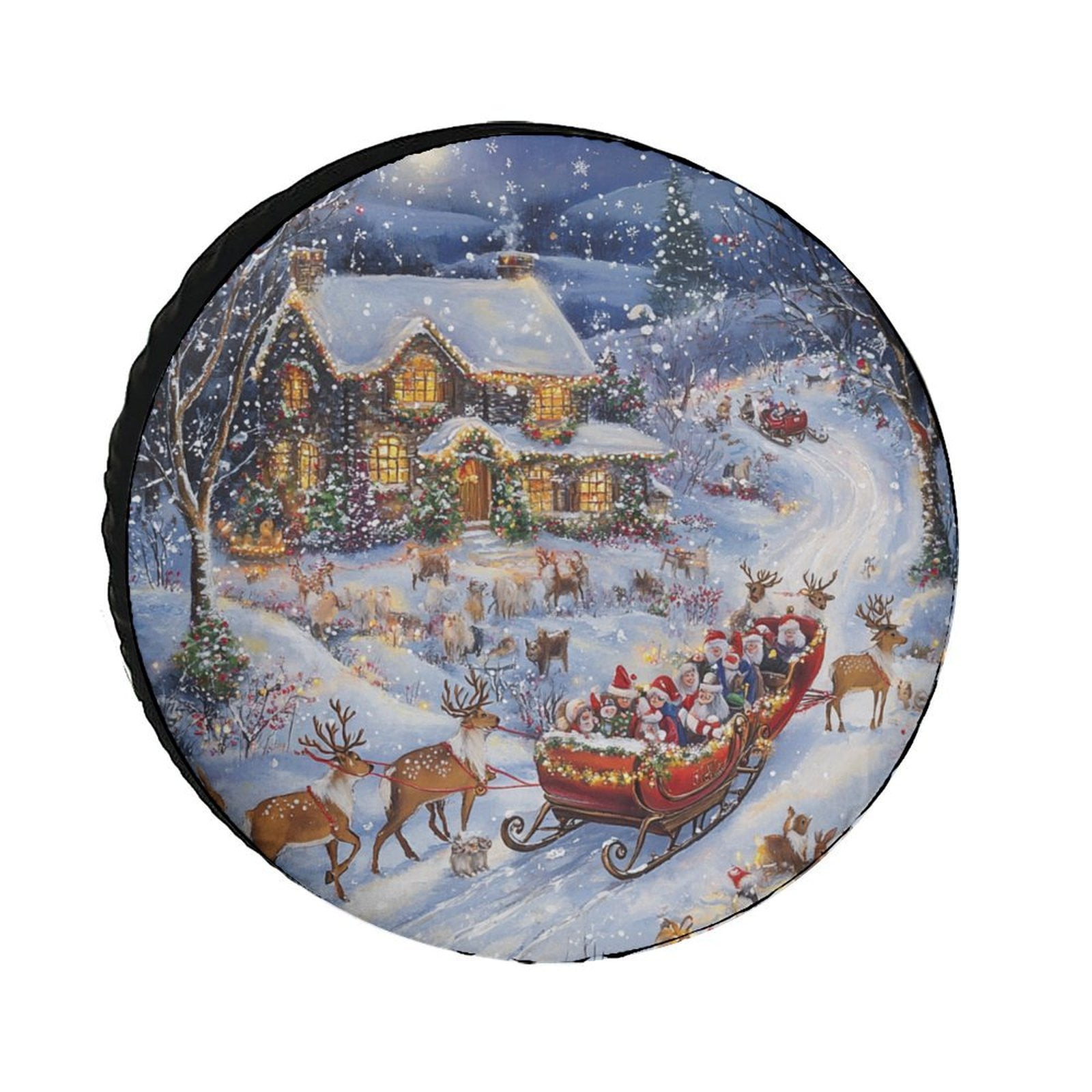 Camping Spare Tire Cover 15inch Christmas Magic Reindeer And Santa's ...