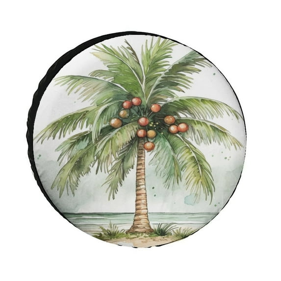 Camping Spare Tire Cover 15inch Coconut Tree Christmas Camping Wheel ...