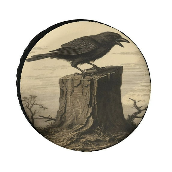 Camping Spare Tire Cover 15inch Old Vintage Black Bird Crow Wheel ...