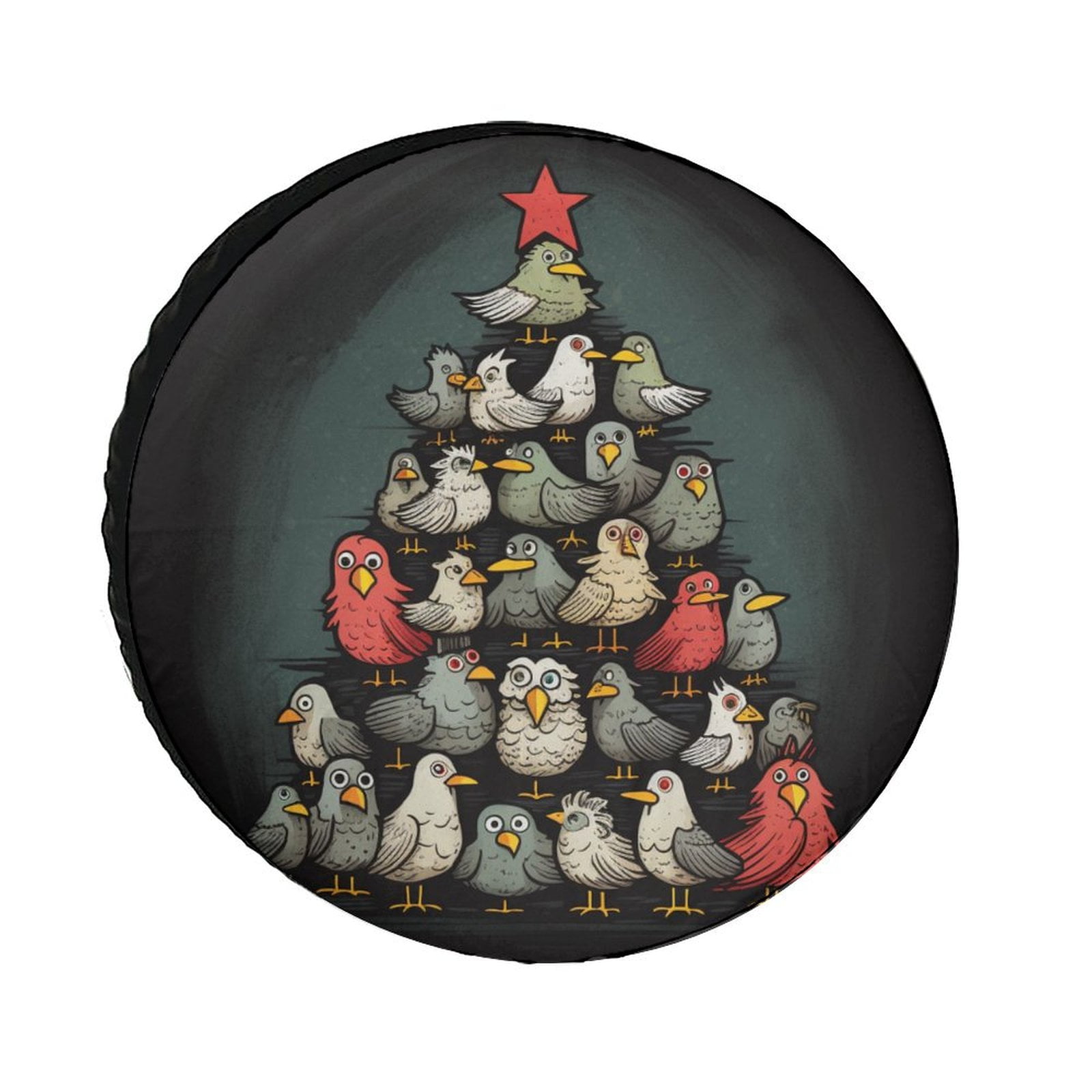 Camping Spare Tire Cover Animated Chicken Christmas Tree Wheel ...