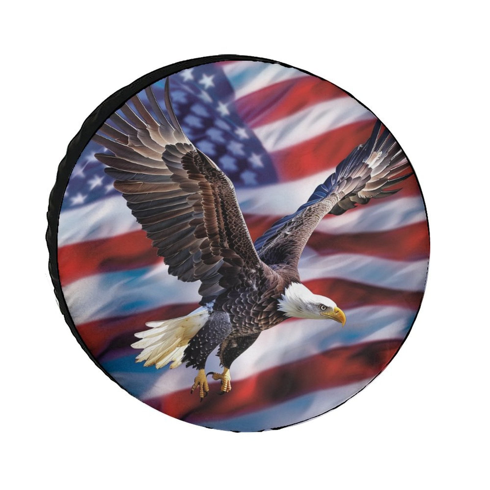 Camping Spare Tire Cover Bald Eagle American Flag Polyester Universal ...