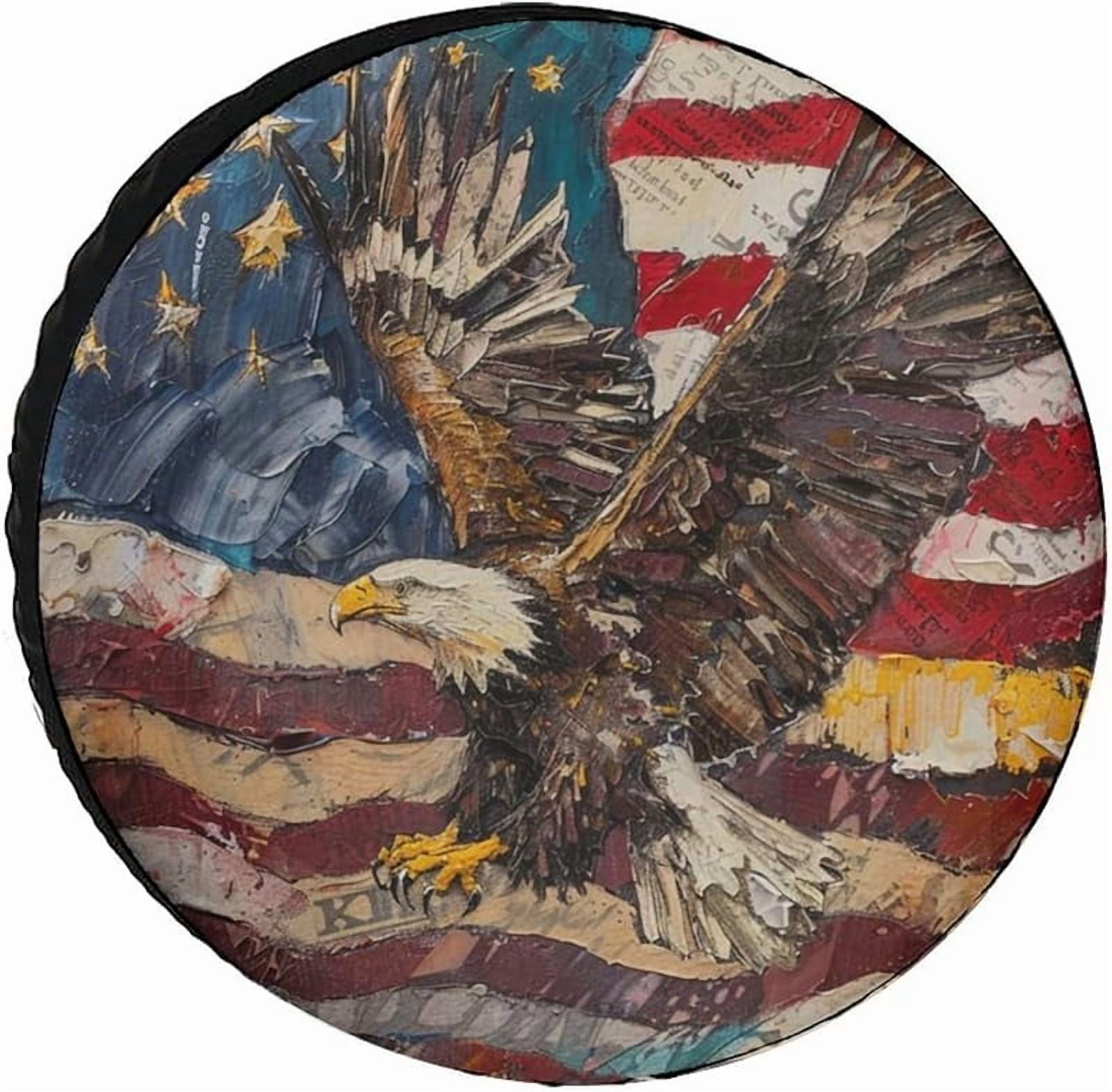 Camping Spare Tire Cover Bald Eagle with American Flag Wheel Protectors ...