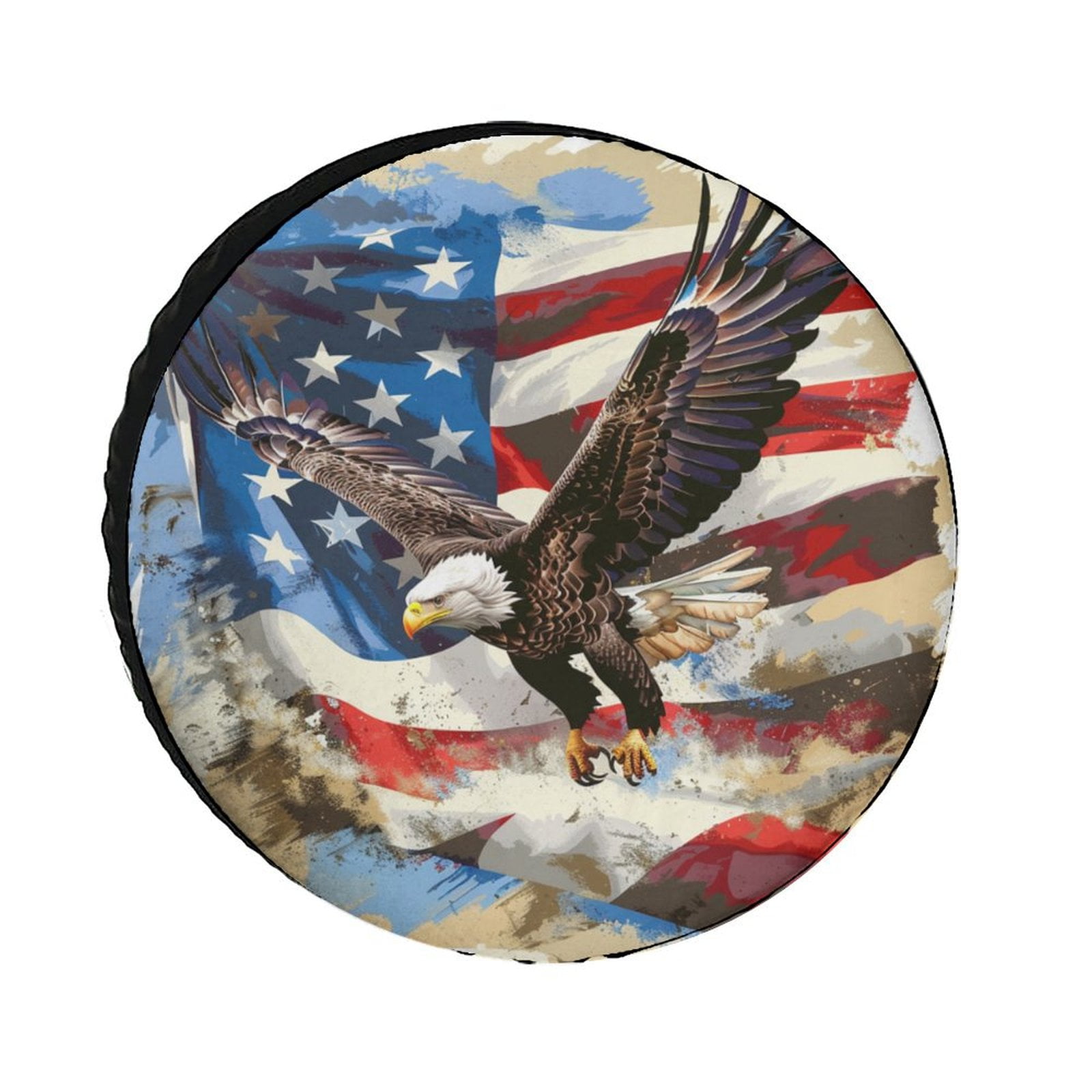 Camping Spare Tire Cover Bald Eagle with American Flag Wheel Protectors ...