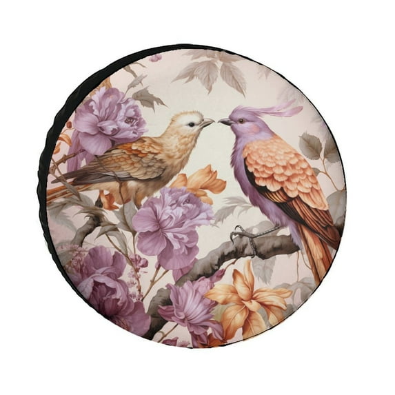 Camping Spare Tire Cover Birds And Flowers Protectors Weatherproof Dust ...