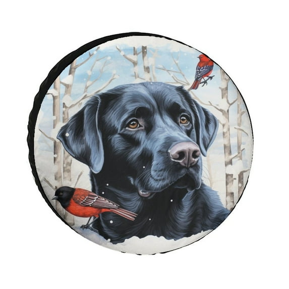 Camping Spare Tire Cover Black Lab Christmas Red Bird - Cute Labrador ...