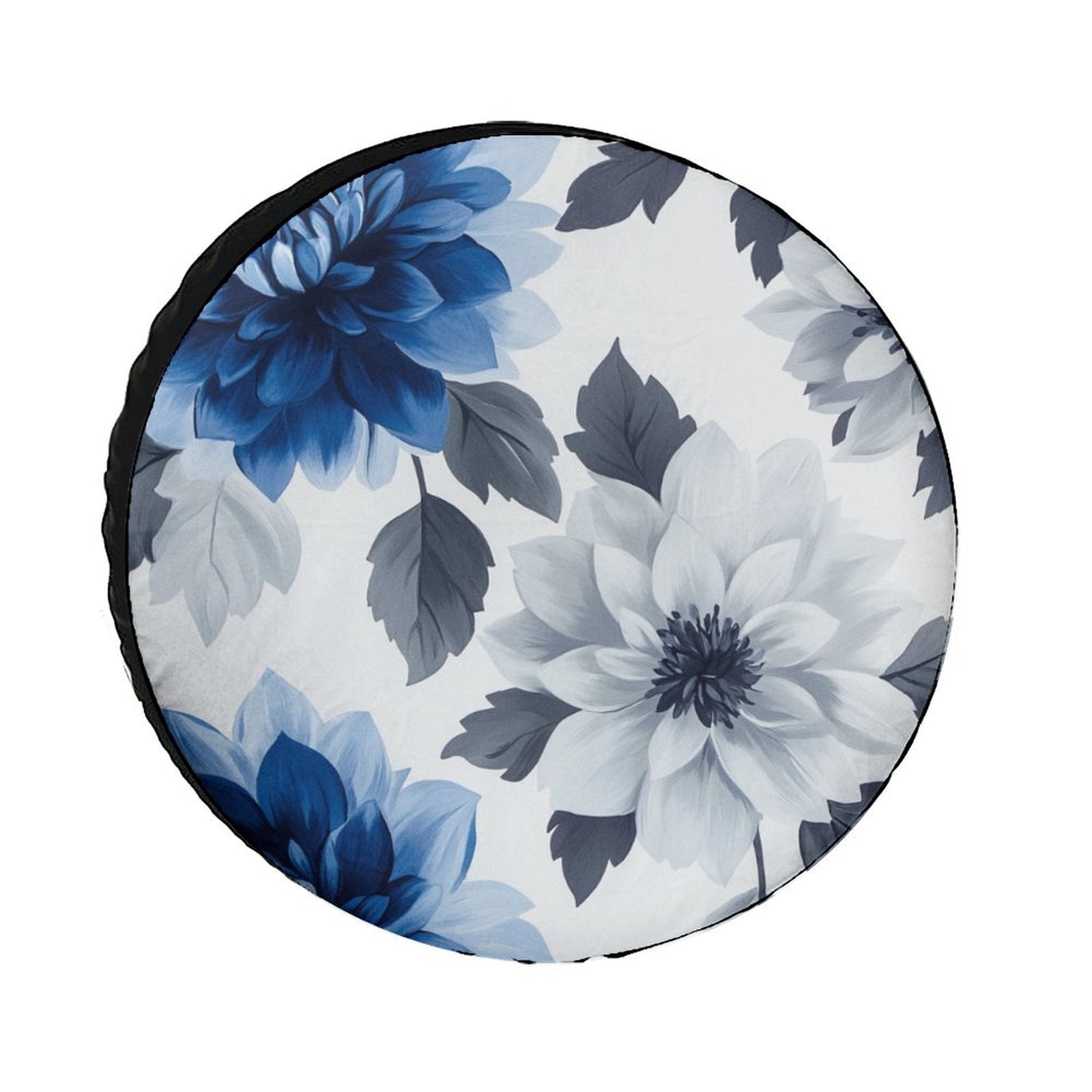 Camping Spare Tire Cover Blue And Grey Dahlia Flower Wheel Protectors ...