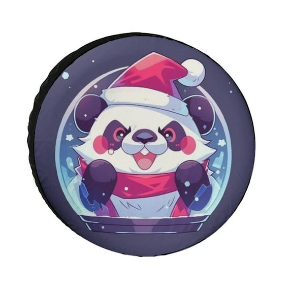 Camping Spare Tire Cover Cute Cartoon Panda Bear Wear Santa Hat ...
