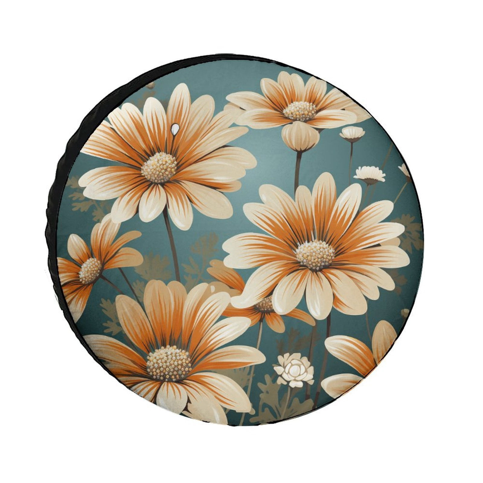 Camping Spare Tire Cover Daisy Flowers Polyester Universal Spare Wheel ...