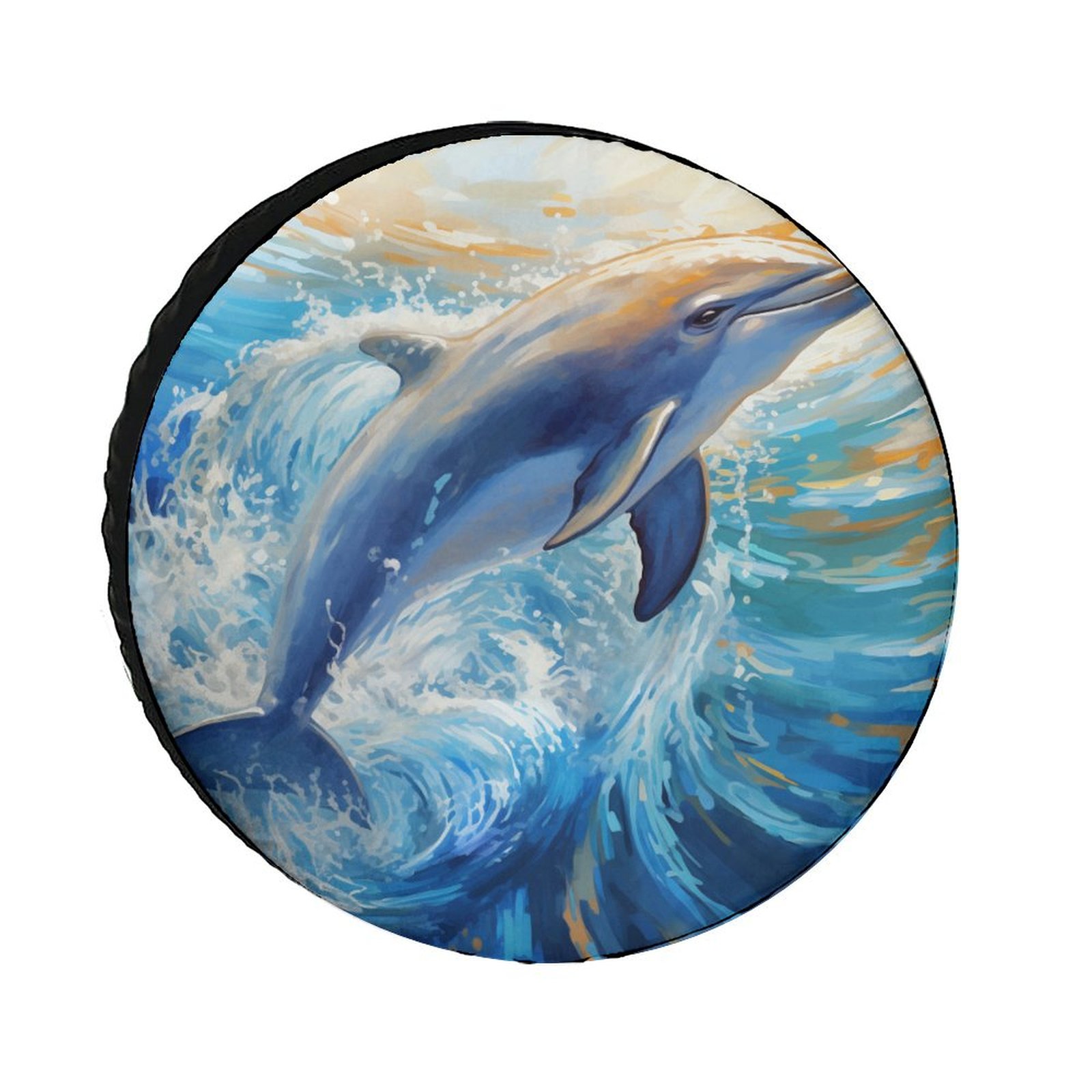 Camping Spare Tire Cover Dolphin Jumping In The Surf Waterproof Sun ...