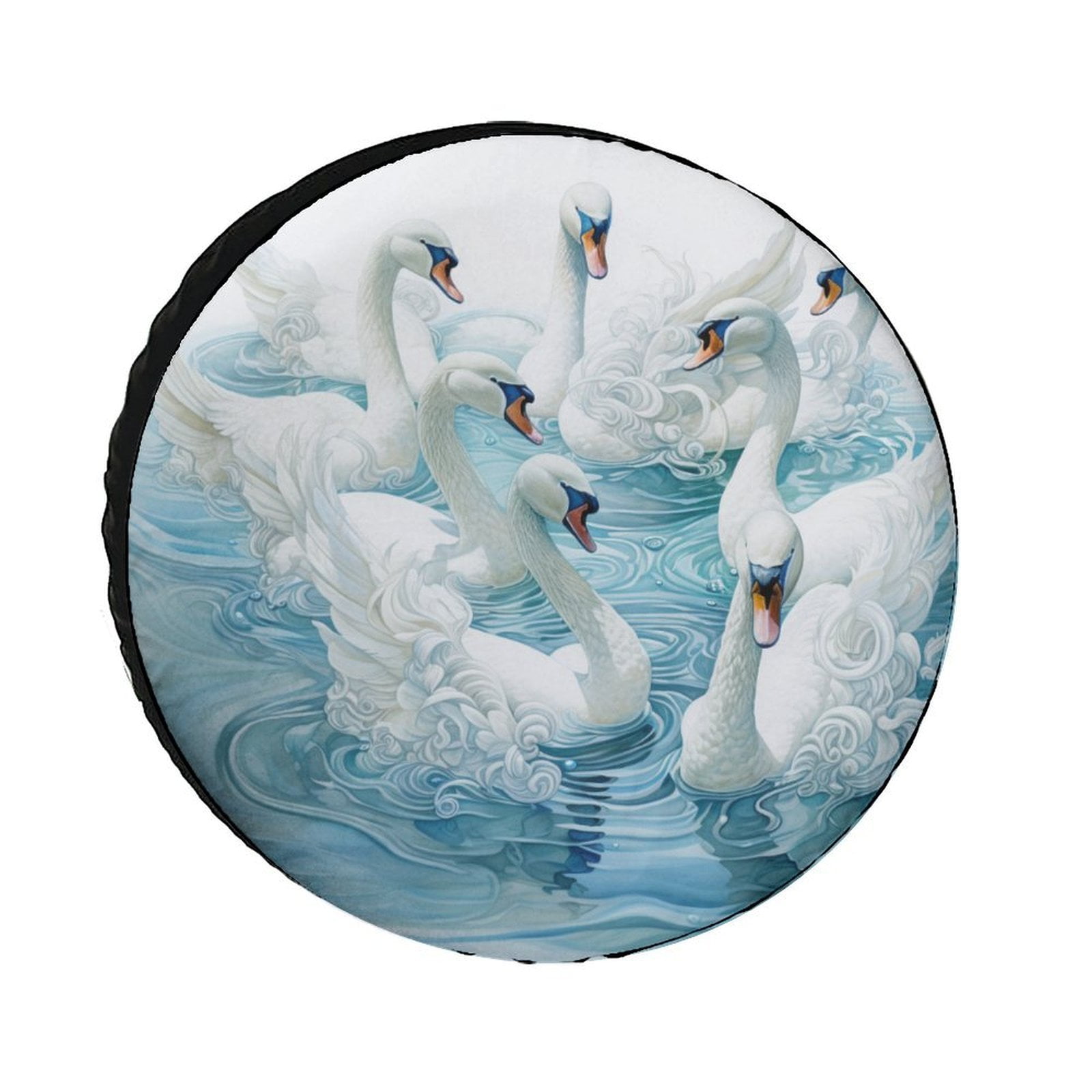 Camping Spare Tire Cover Drawing Seven Swans A Swimming Polyester ...