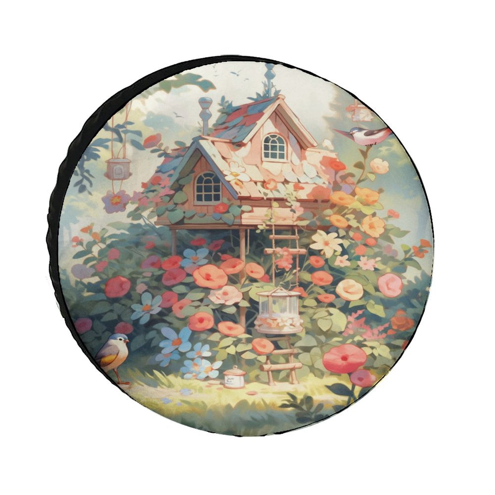 Camping Spare Tire Cover Flowers And Birdhouses Wheel Protectors ...