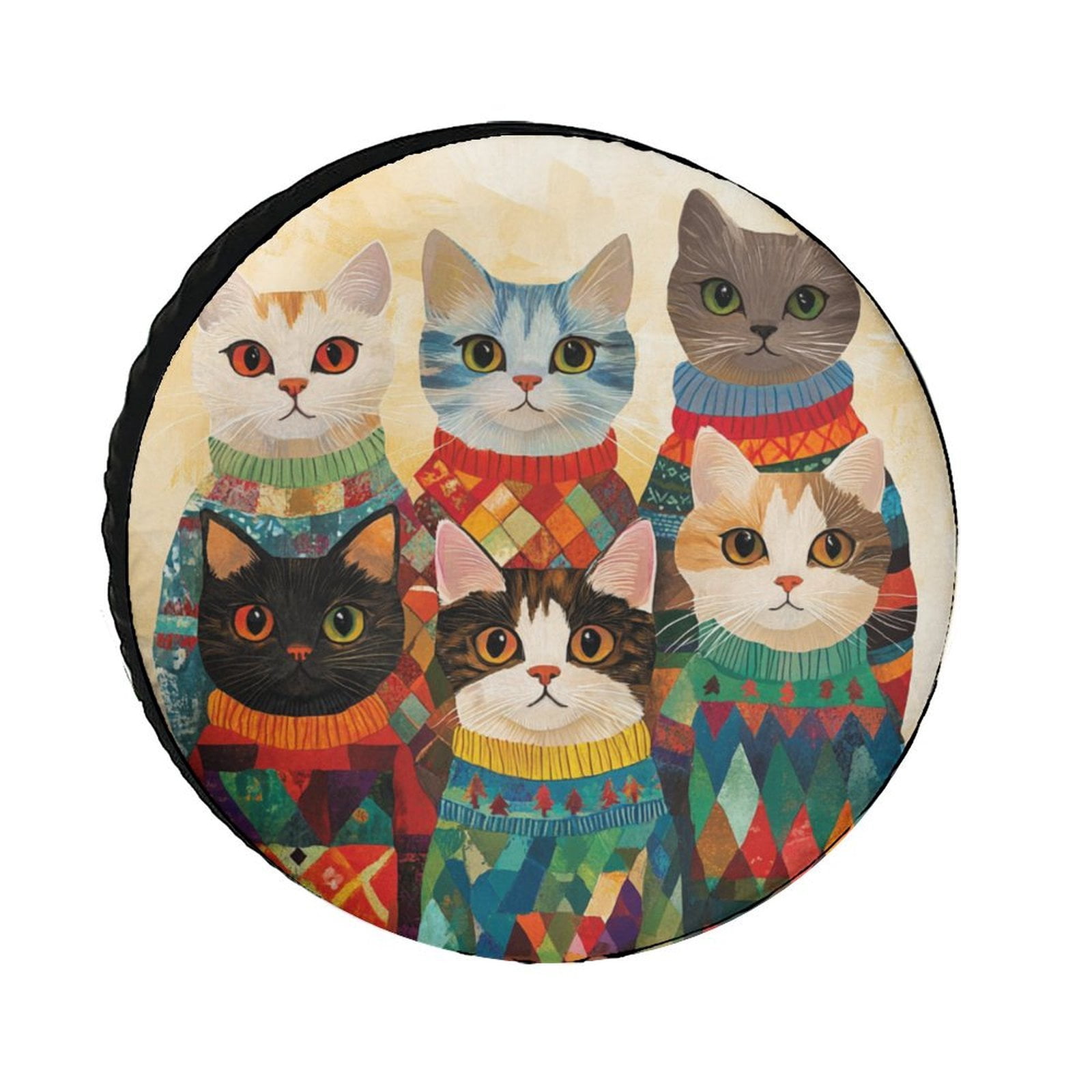 Camping Spare Tire Cover Fun And Colorful Cats Waterproof Polyester ...