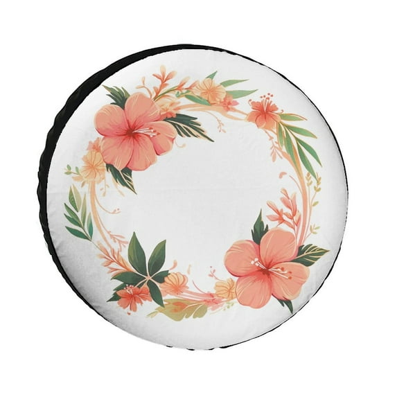 Camping Spare Tire Cover Hibiscus Flowers Wreath Wheel Protectors Tire ...