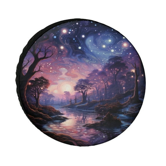 Camping Spare Tire Cover Nebula And Planets Space Purple And Blue ...