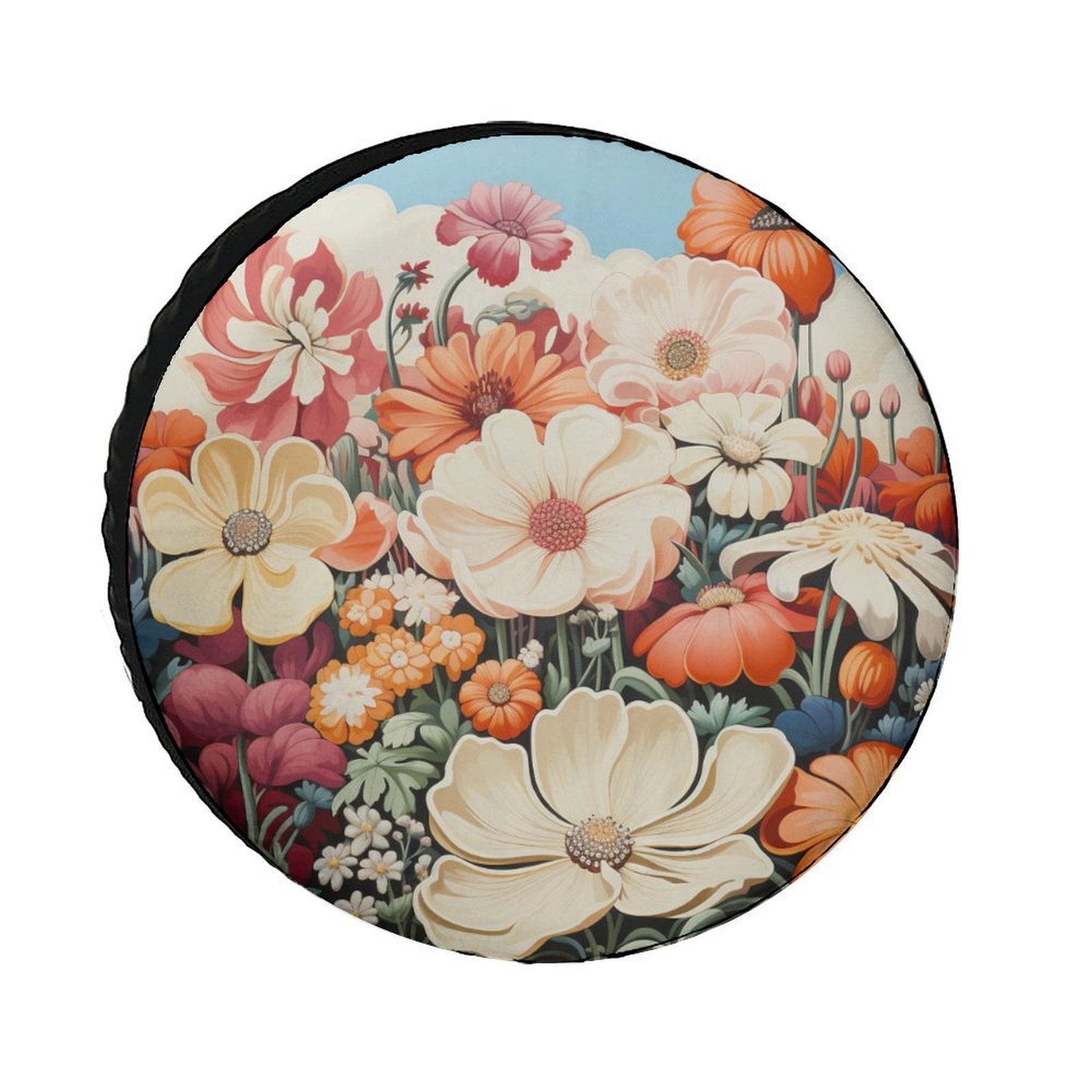 Camping Spare Tire Cover Orange And Purple Flowers Weatherproof Wheel ...