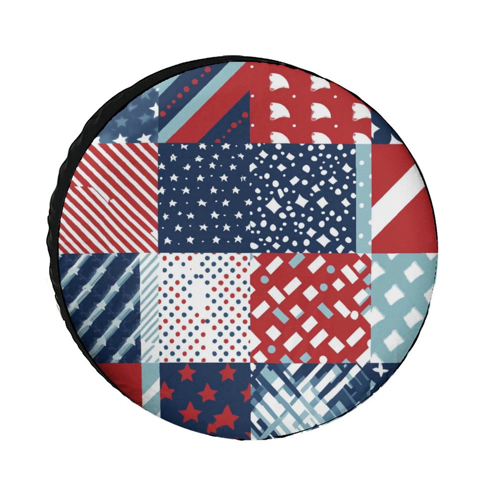 Camping Spare Tire Cover Patriotic Patchwork Blue White And Red ...