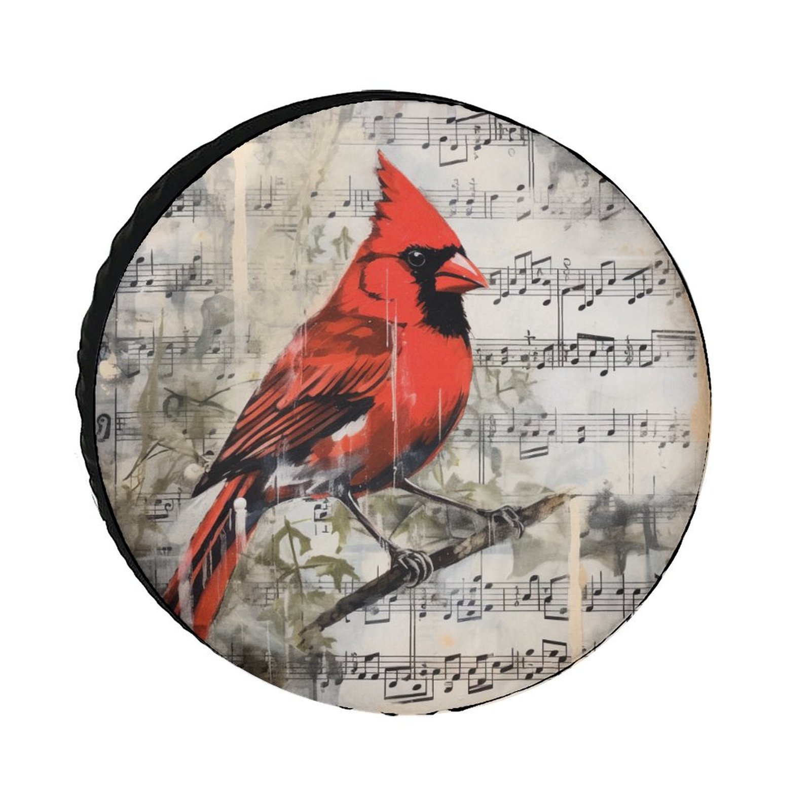 Camping Spare Tire Cover Red Cardinal Bird With Sheet Music Wheel Tire ...