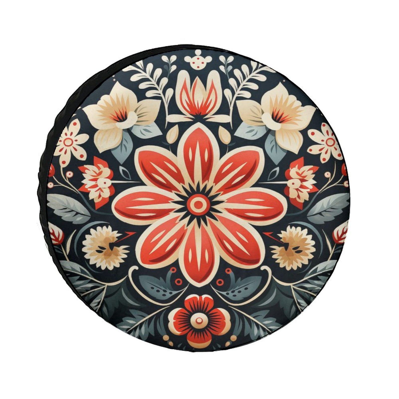 Camping Spare Tire Cover Traditional Flower Design Wheel Protectors ...