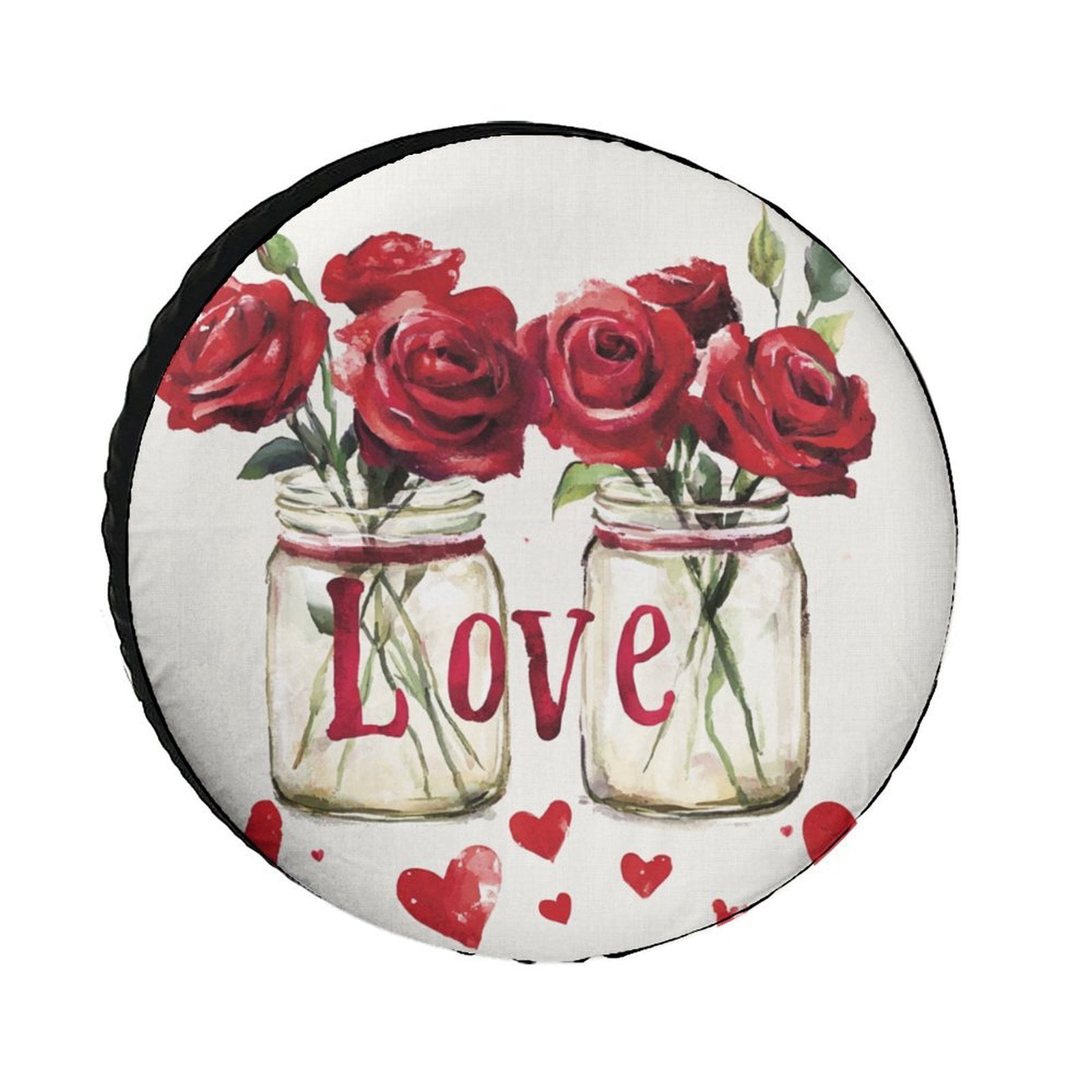 Camping Spare Tire Cover Valentine's Day Rose Flower Red Floral ...