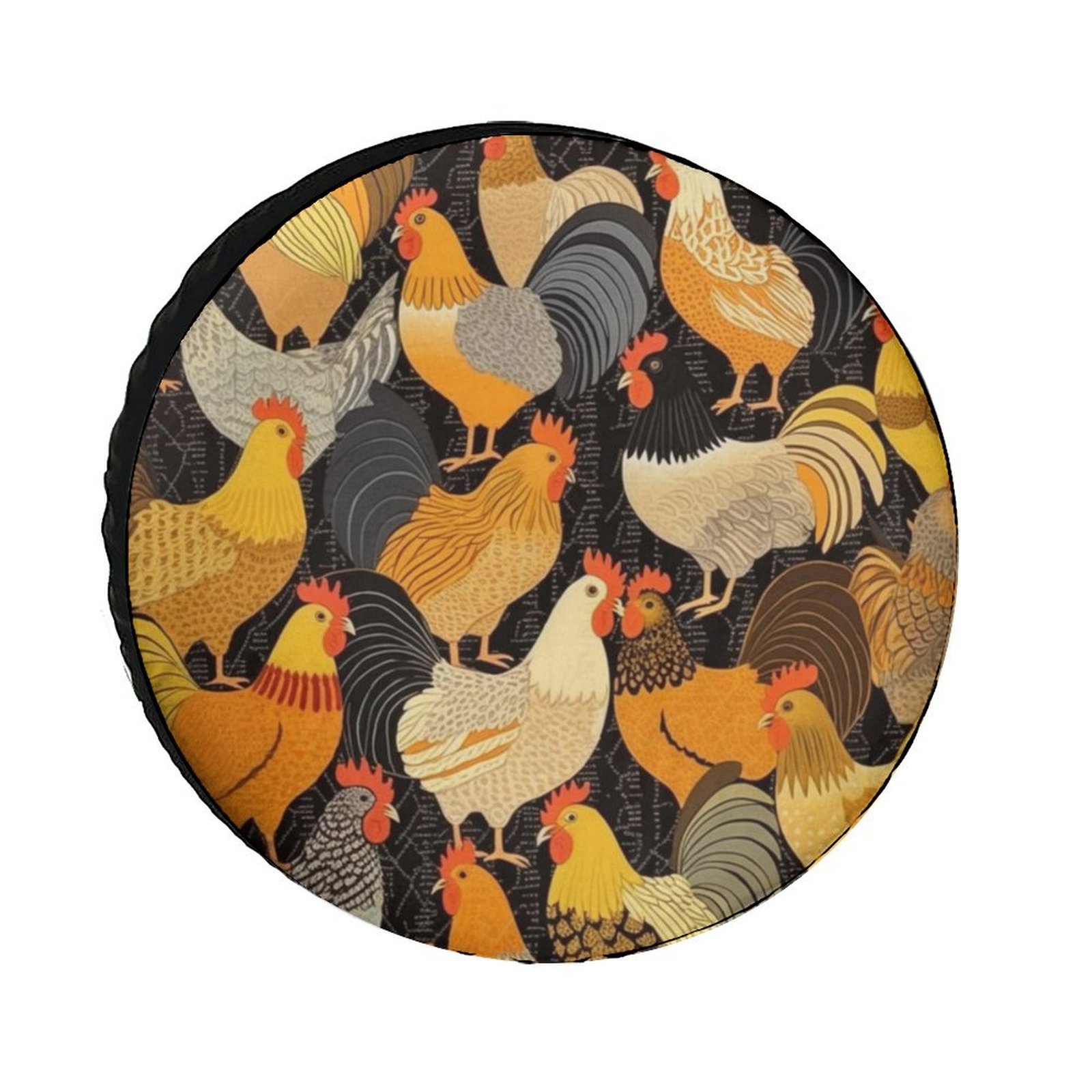 Camping Spare Tire Cover Various Chickens in Black And White Yellow ...