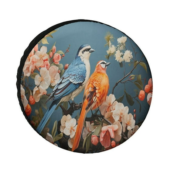 Camping Spare Tire Cover Watercolor Print Featuring Birds And Flowers ...