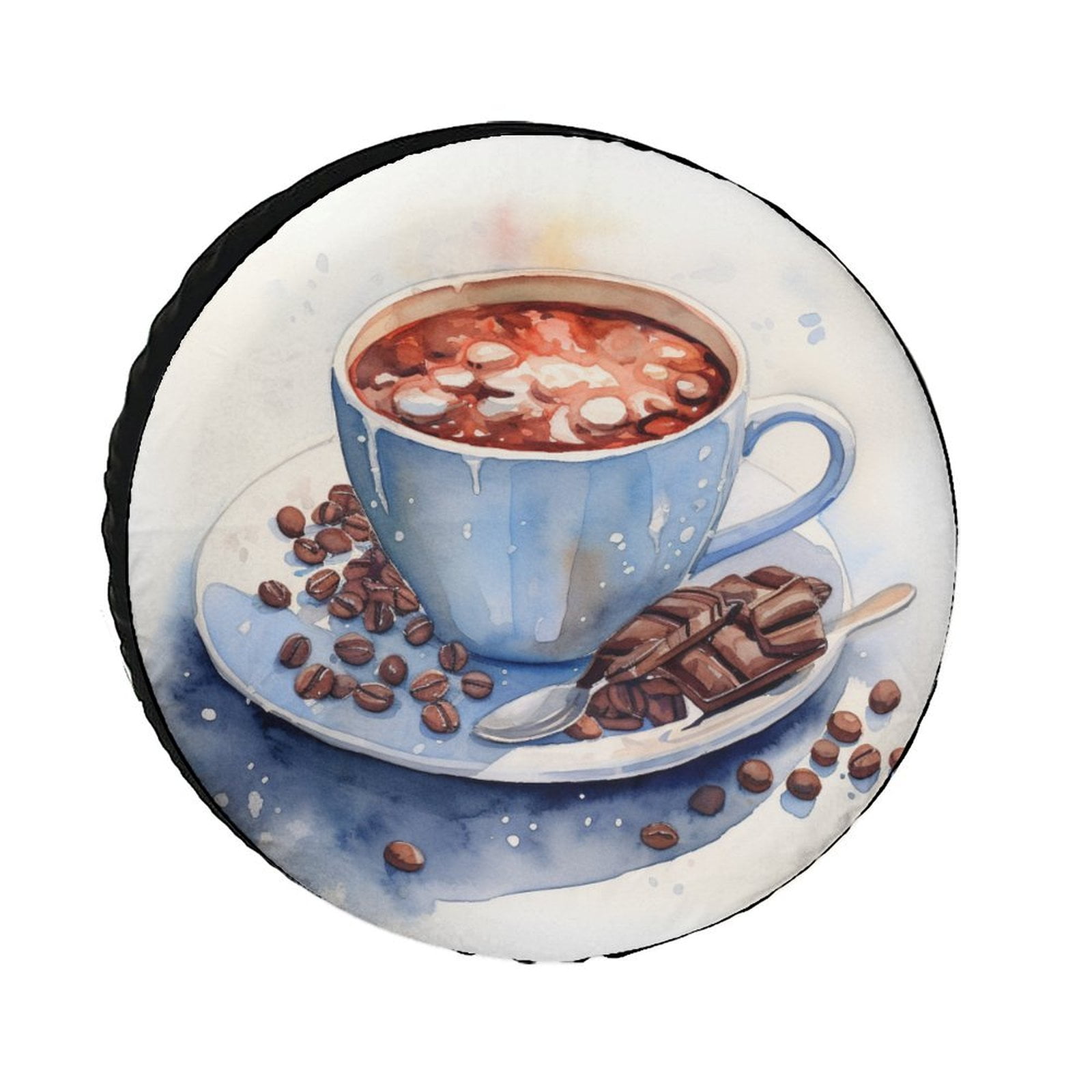 Camping Spare Tire Cover Watercolour Hot Chocolate With Coffee Beans ...